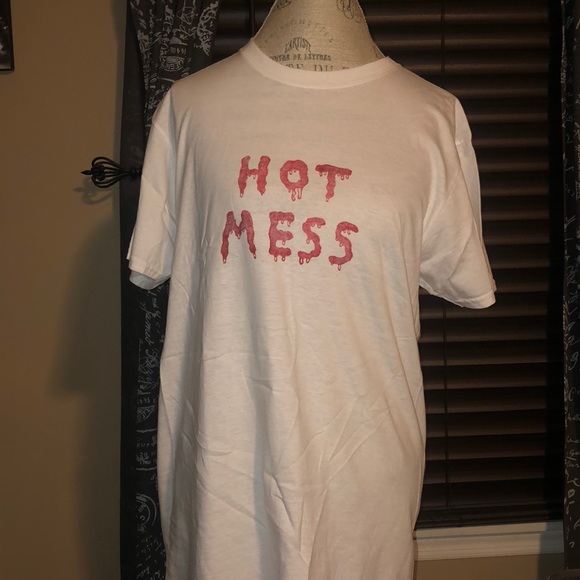 Gildan | Shirts | White Hot Mess Blood Splatter Tee M | Poshmark